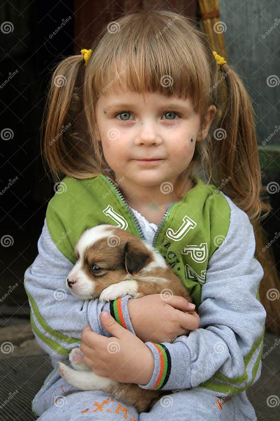 Child and dog stock image. Image of pretty, tail, eyes - 2641449