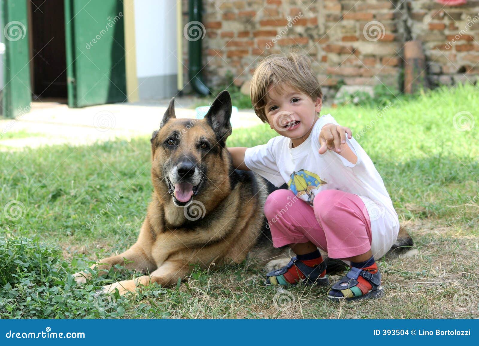 Child with dog stock photo. Image of friends, pink, pooch - 393504