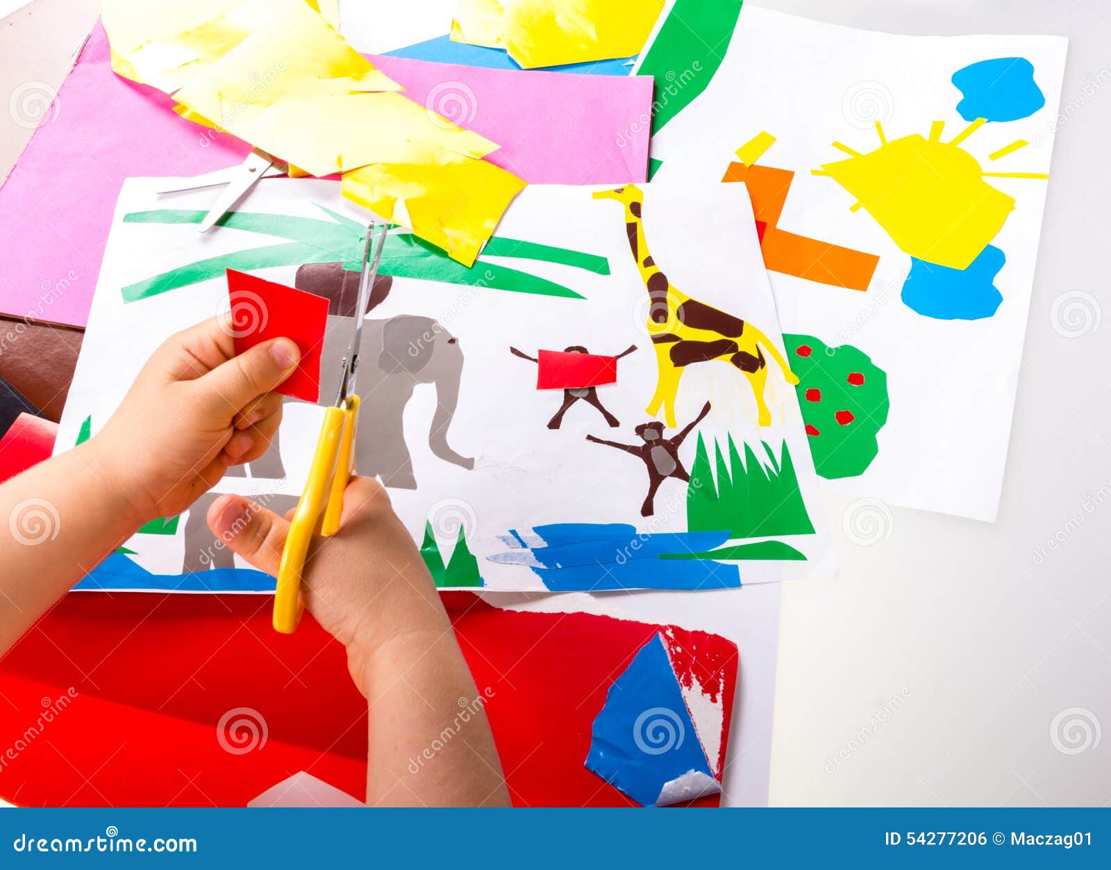 Child doing cutouts stock photo. Image of children, animals - 54277206