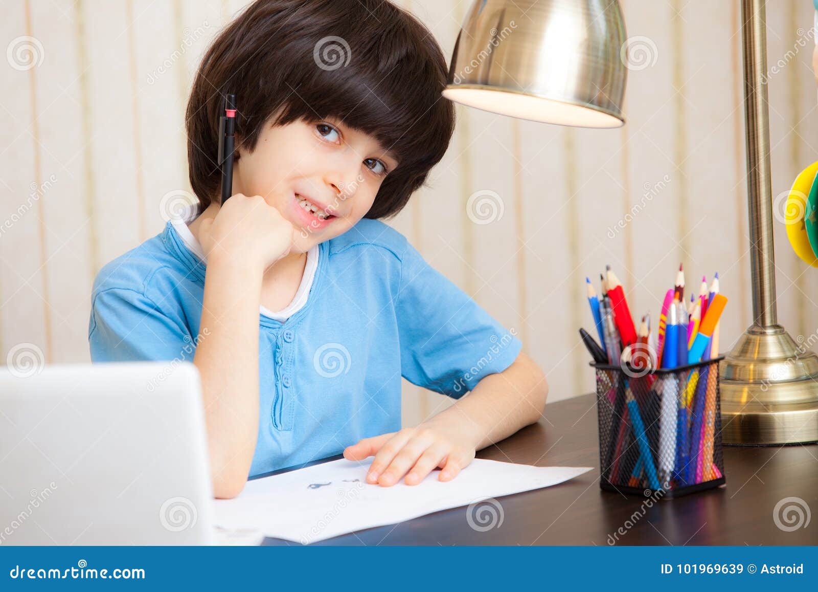 Child doing homework stock image. Image of white, child - 101969639