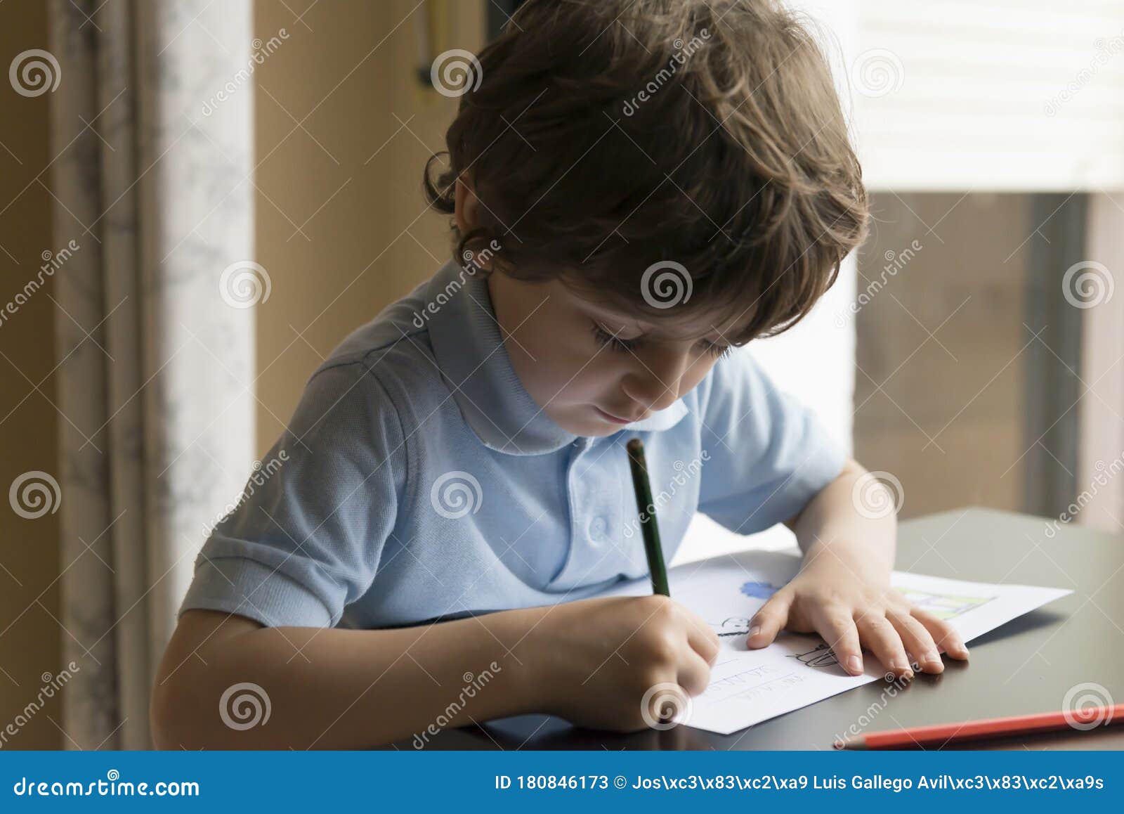 Child doing homework stock image. Image of quarantine - 180846173