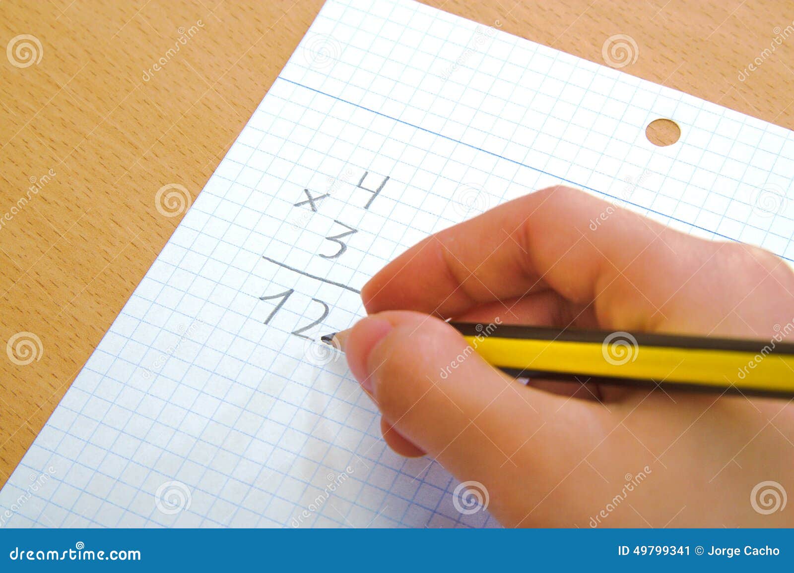 Child Doing a Math Multiplication As Homework. Stock Image - Image of ...