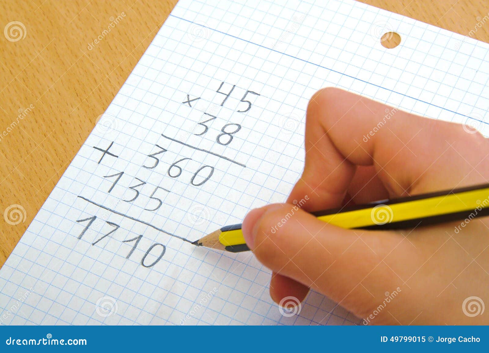 Child Doing a Math Multiplication at School. Stock Image - Image of ...