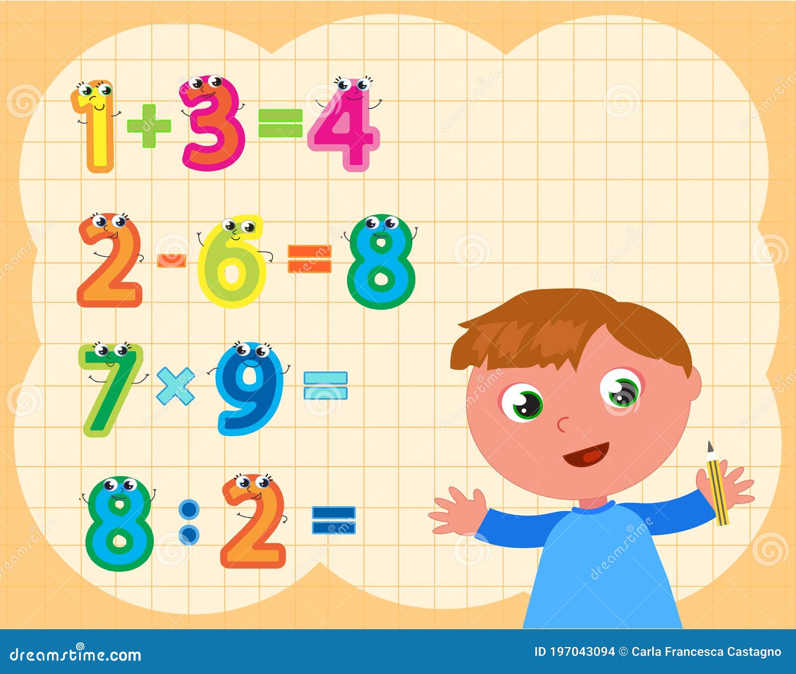 Child Doing Math Operations, Vector Illustration Stock Vector ...