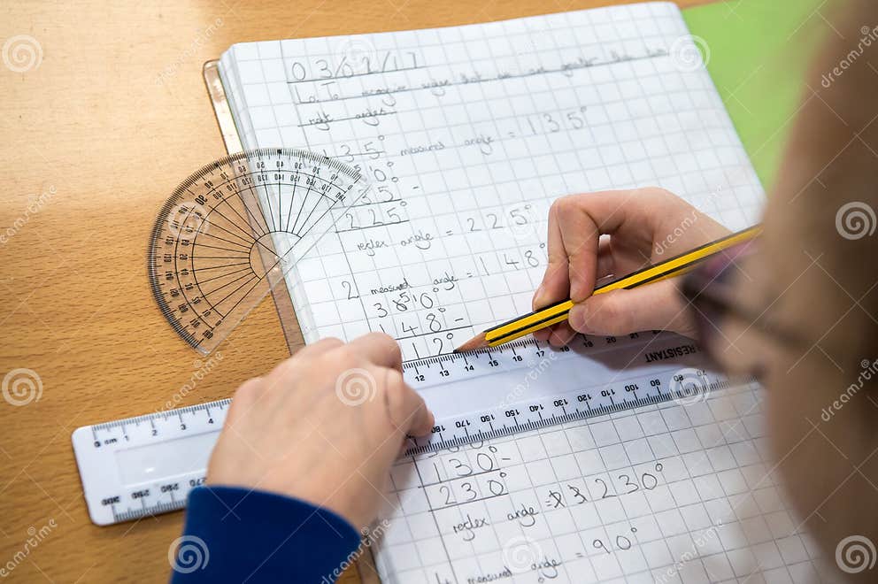 Child doing mathematics stock image. Image of sums, pencil - 136820547