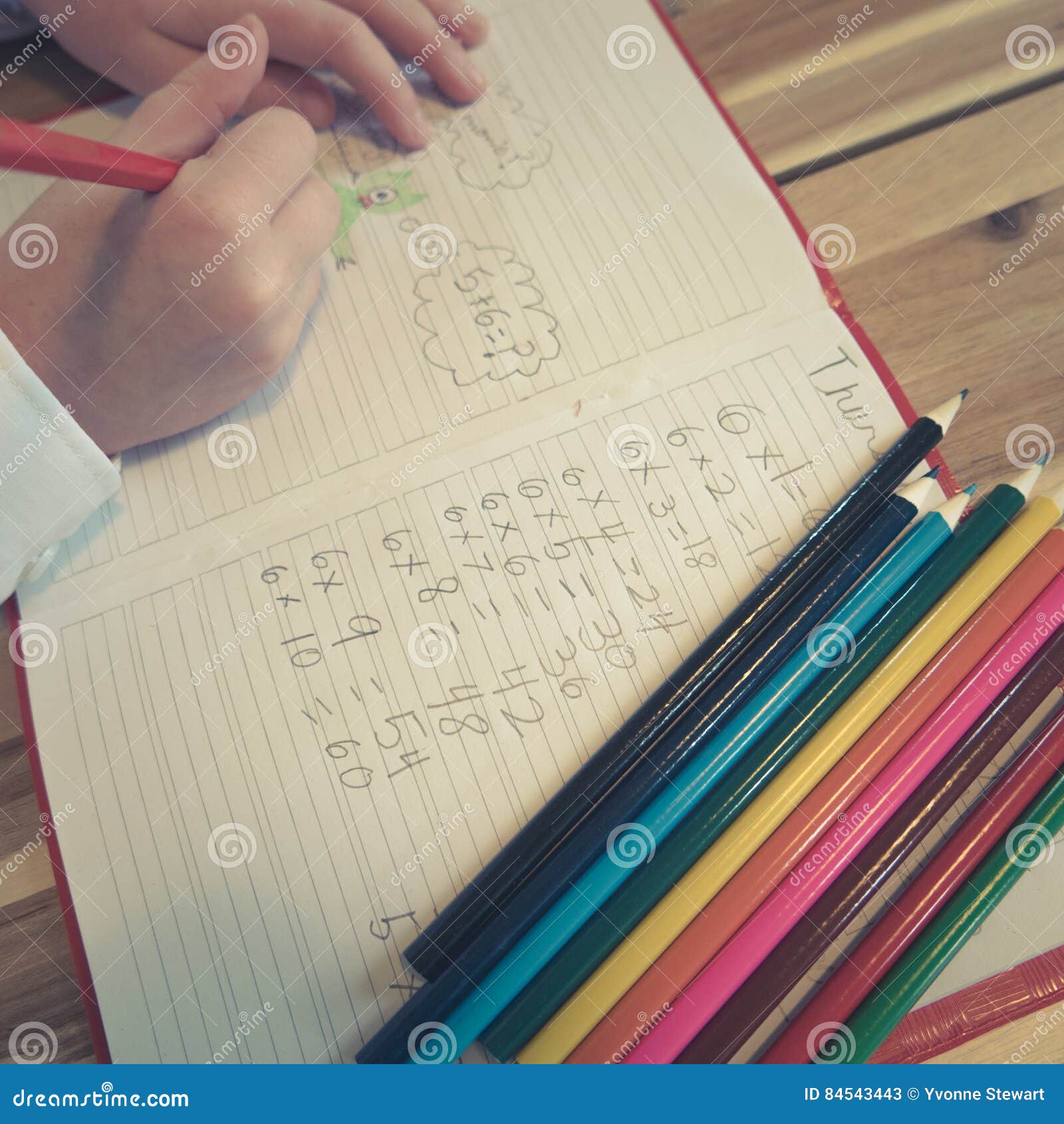 Child Doodles in School Notebook Stock Image - Image of homework ...