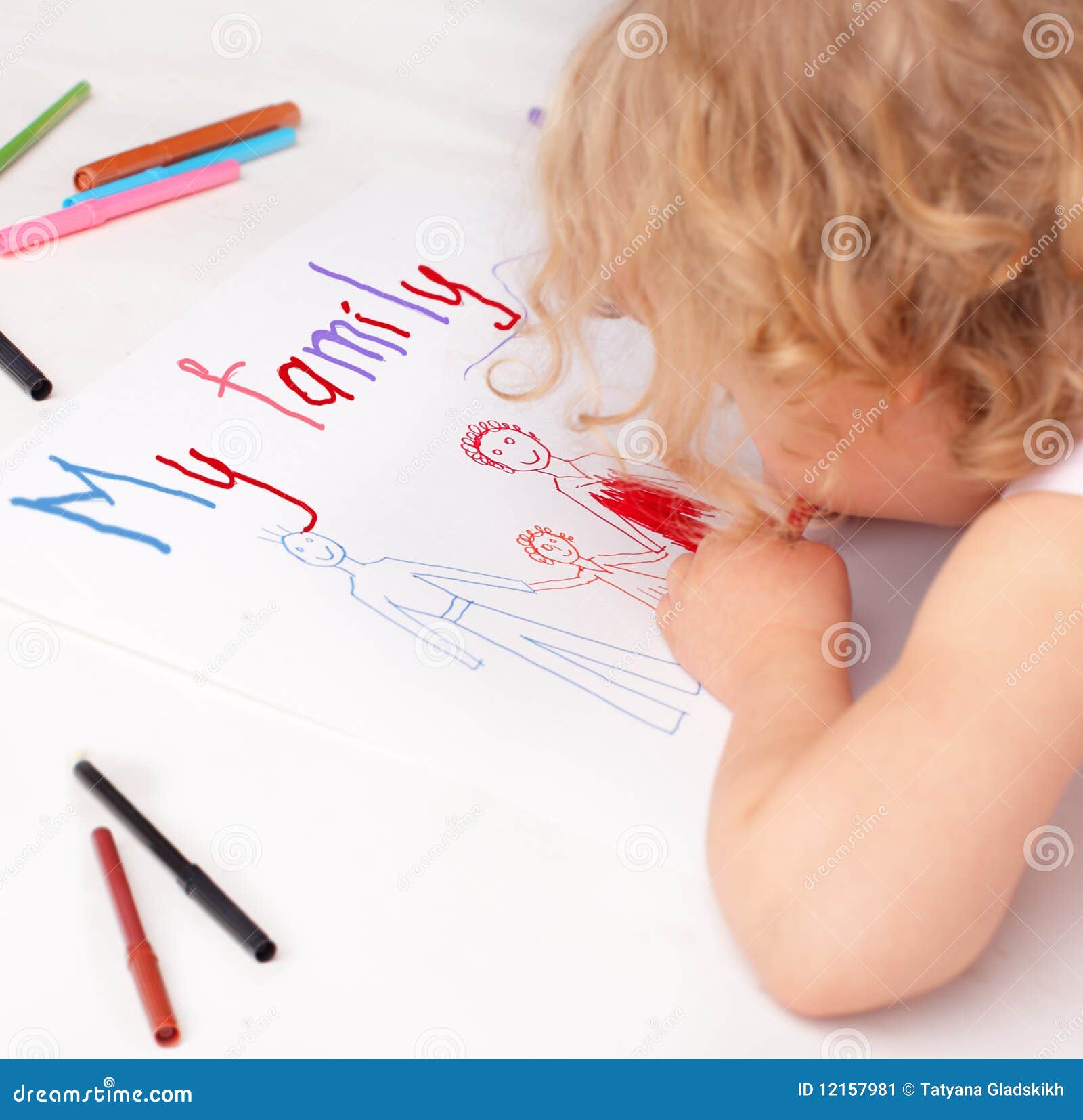 Child drawing stock image. Image of writing, childhood - 12157981