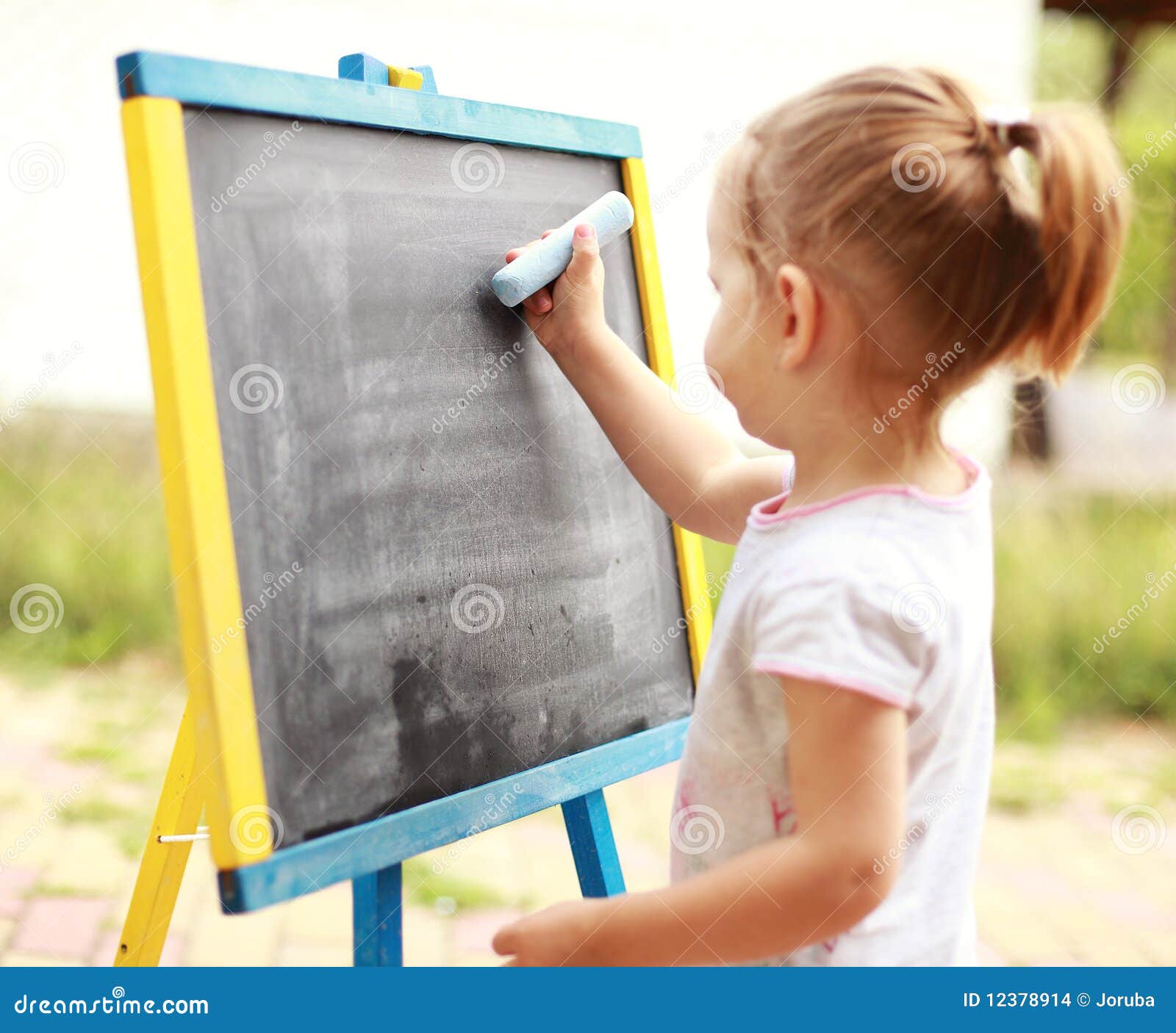 Child drawing stock photo. Image of blackboard, drawing - 12378914