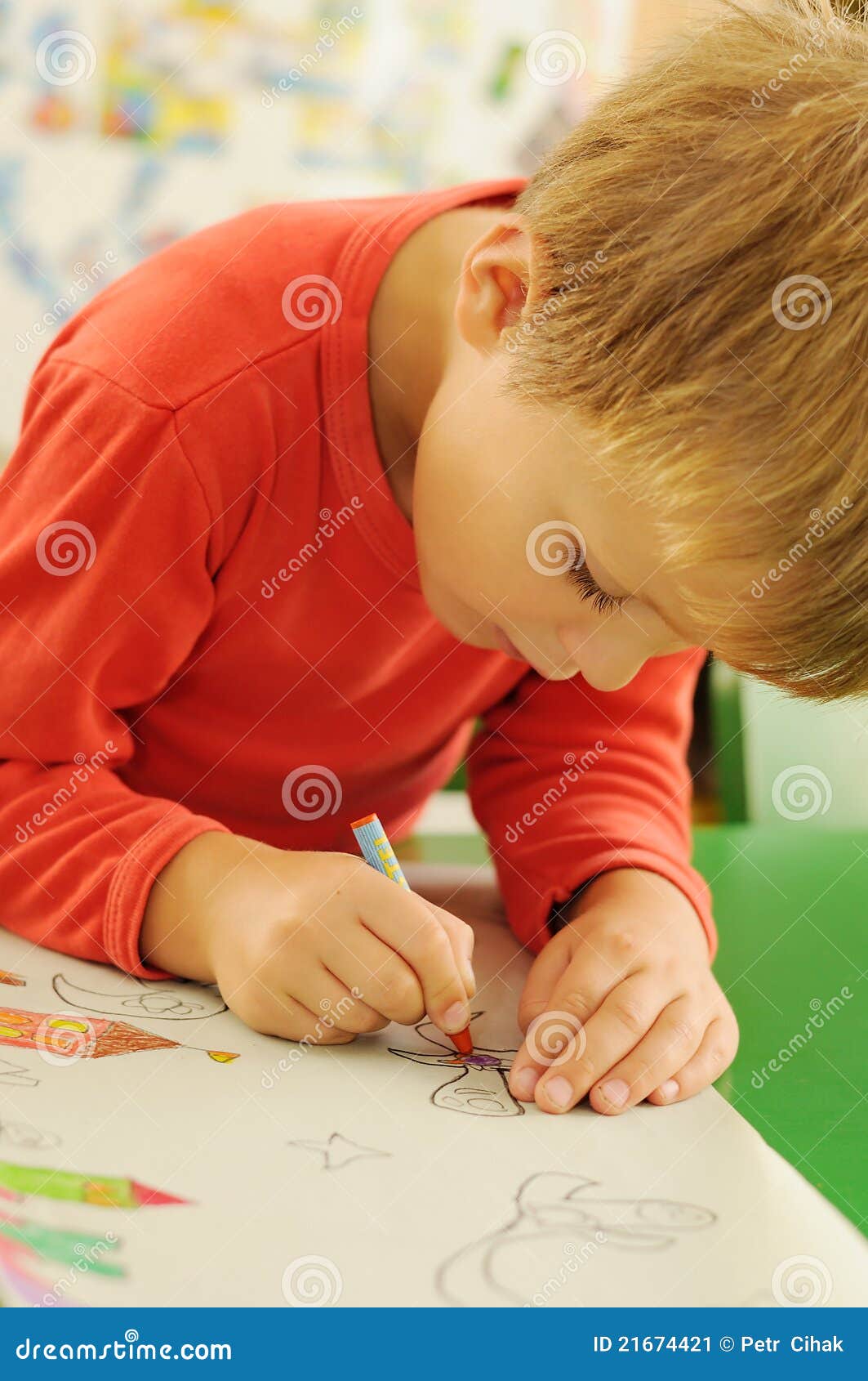 Child drawing stock image. Image of young, hand, crayon - 21674421