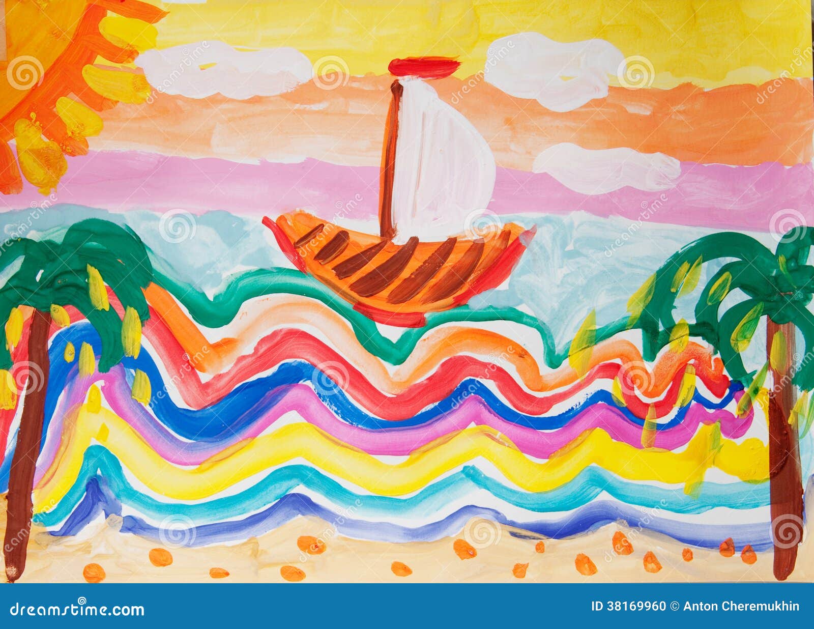 Child Drawing Waves Fish Stock Illustrations – 291 Child Drawing Waves ...