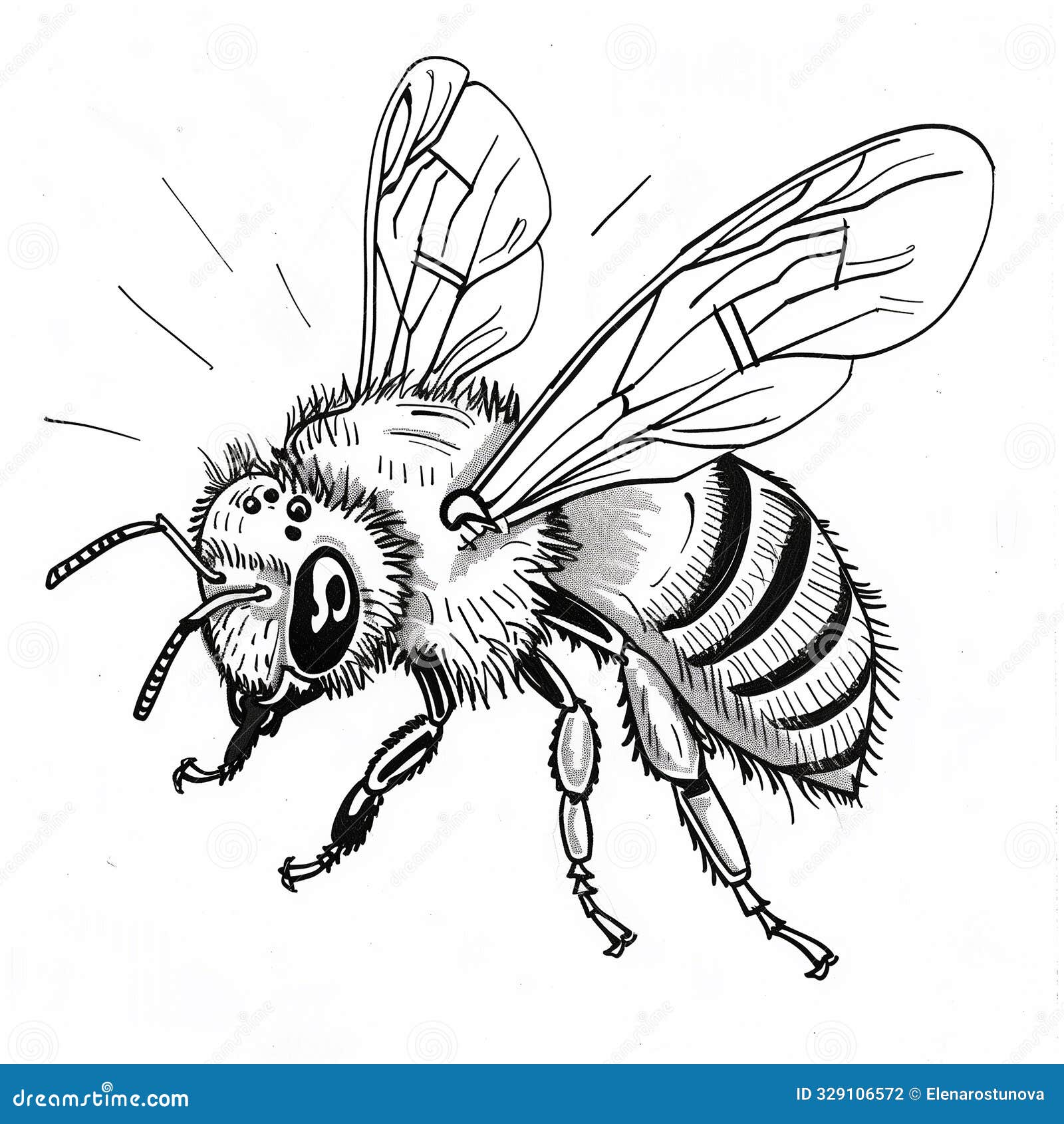 Child Drawing. Bumblebee Drawing with Black Pencil on a Whitebackground ...