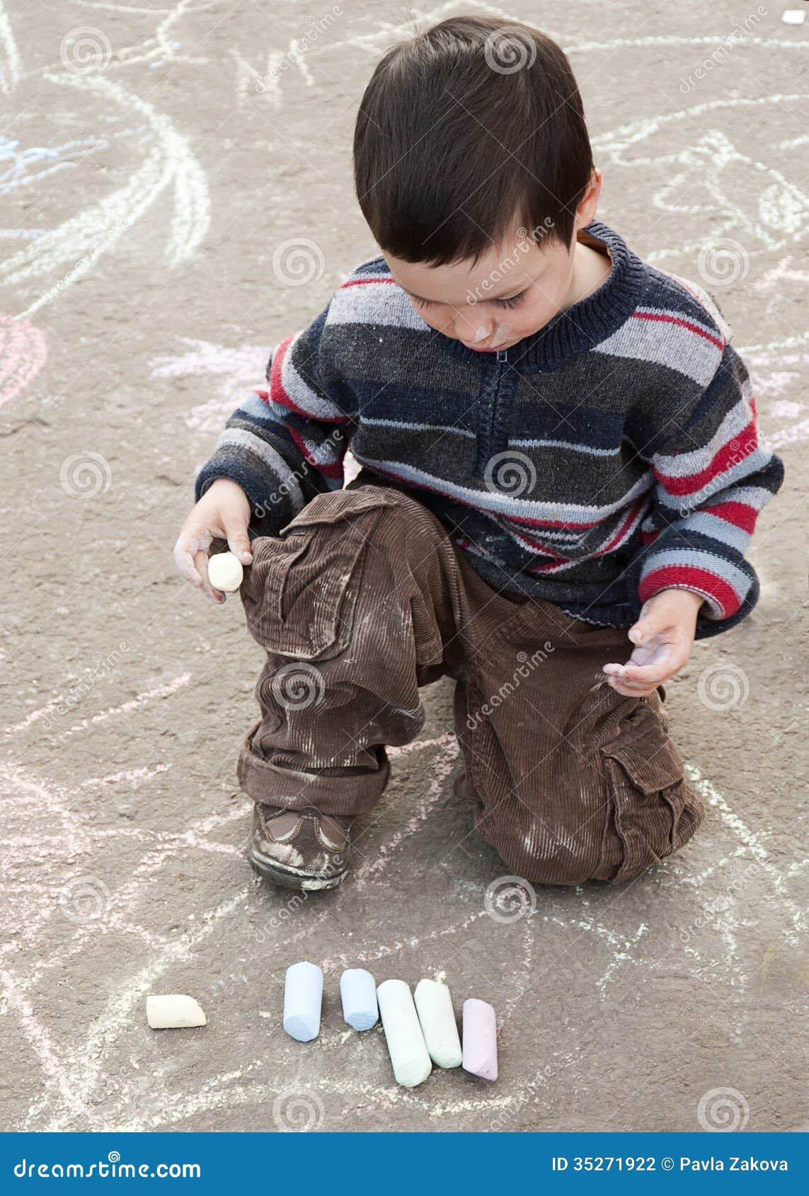Child drawing with chalk stock photo. Image of school - 35271922
