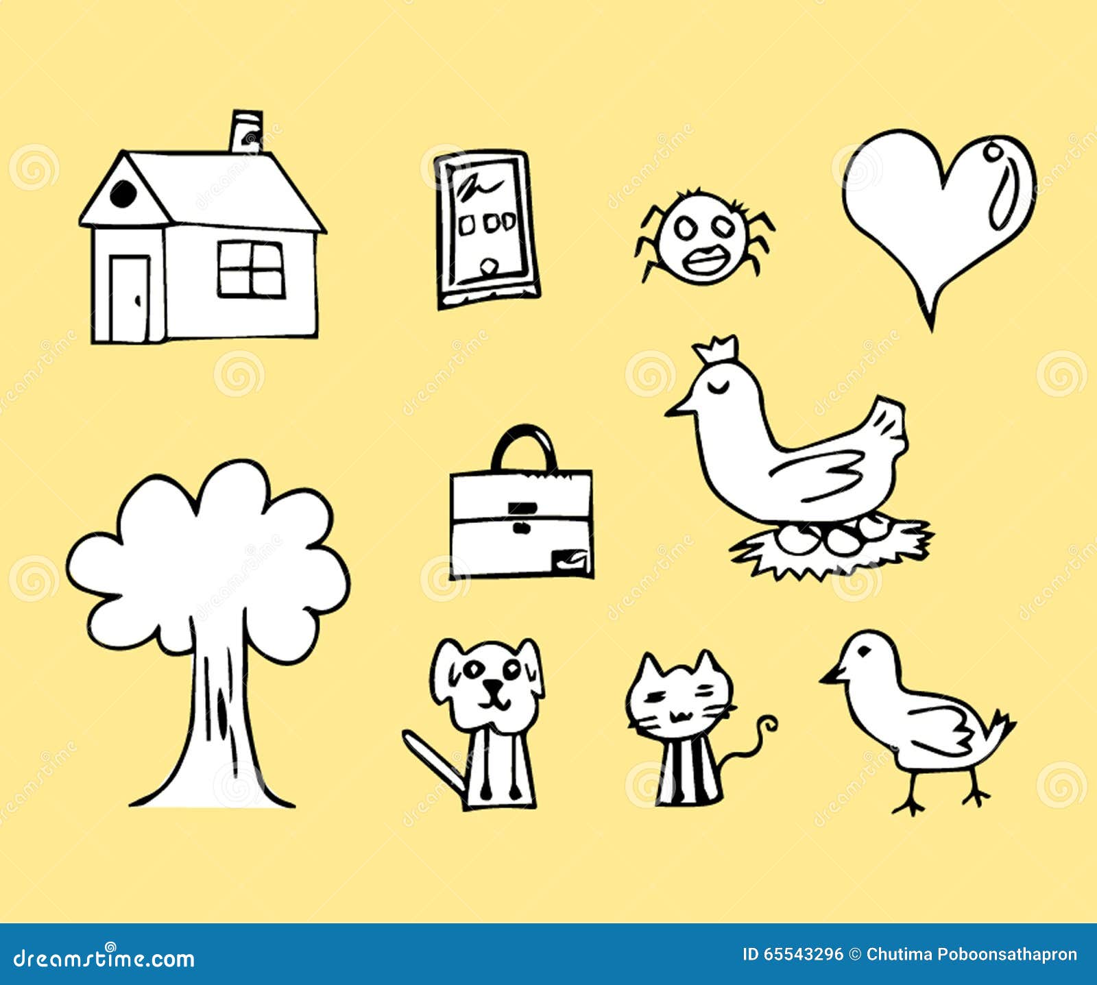 Child Drawing Chicken House and Etc Images . Stock Illustration ...