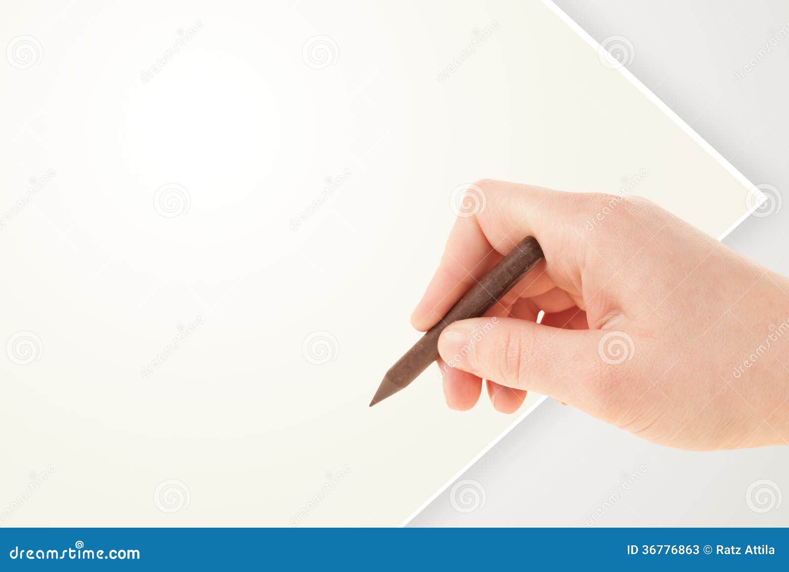 Child Drawing with Colorful Crayon on Empty Blank Paper Stock Image ...