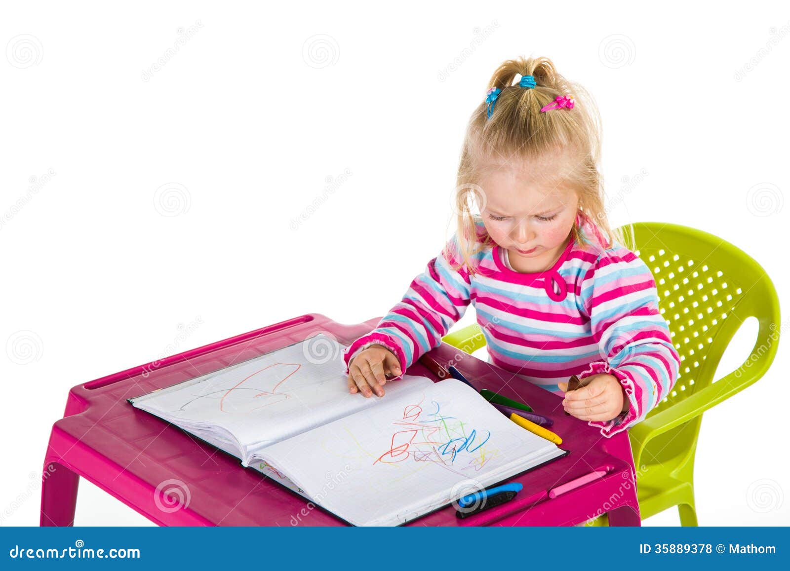 Child drawing with crayons stock photo. Image of drawing - 35889378