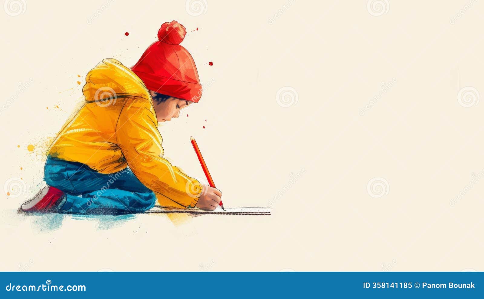 Child Drawing Creative Art Focused Kid Concentration Learning ...