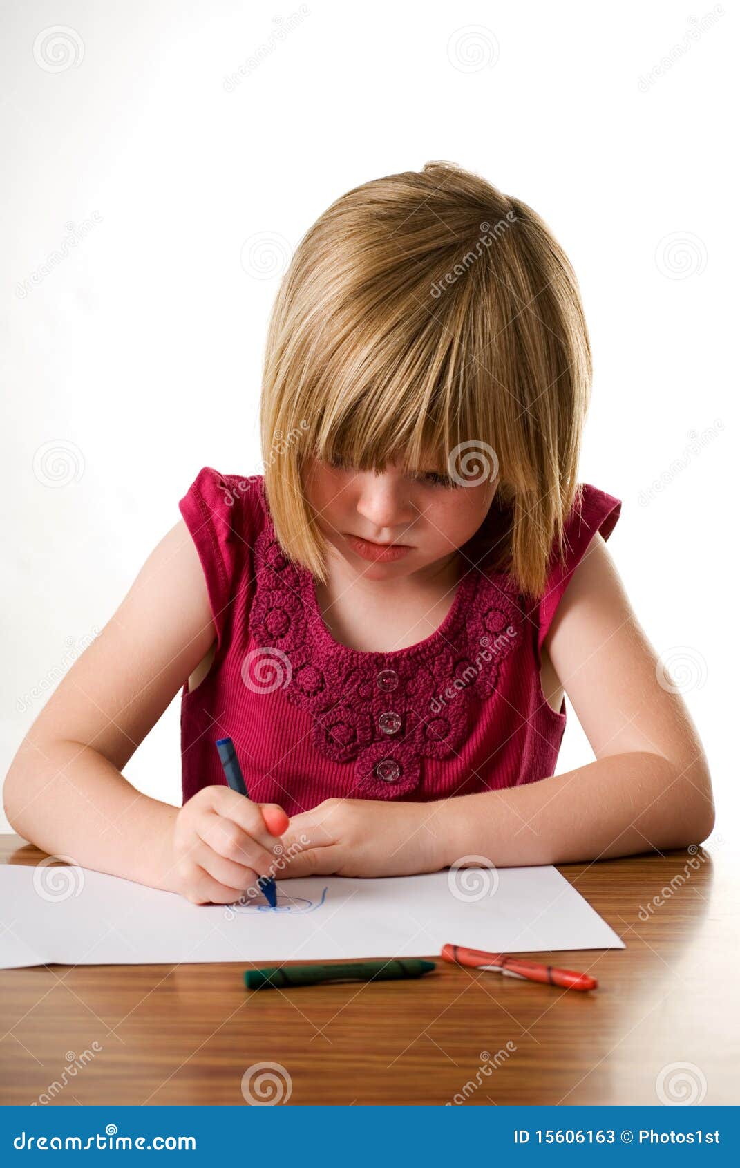 Child Drawing with Her Crayon Stock Image - Image of drawing, education ...