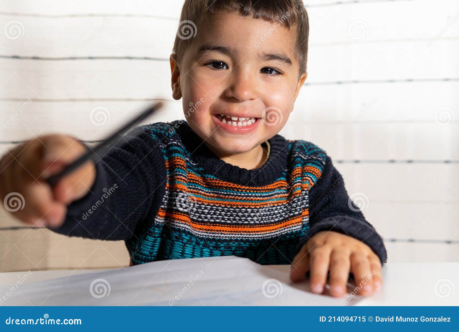 Child Drawing and Painting at Home. Learning and Playing at Home Stock ...