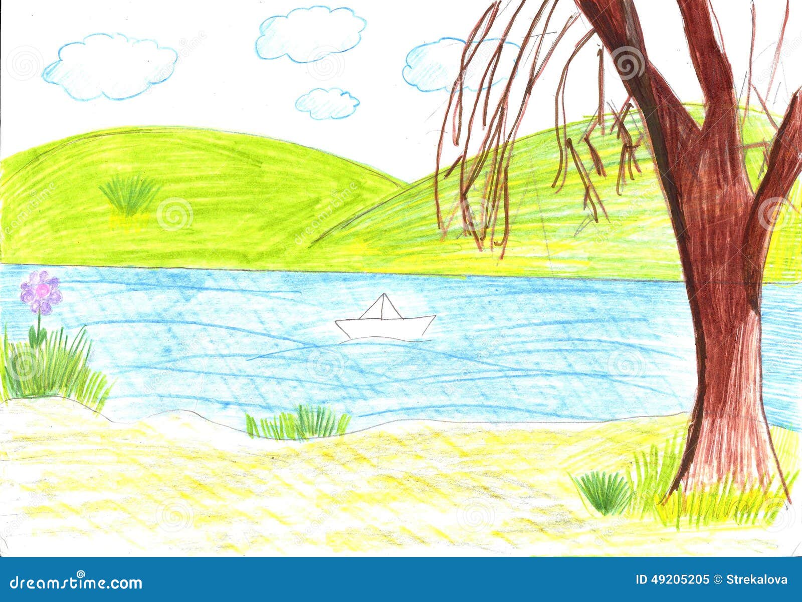 River Drawing For Kids