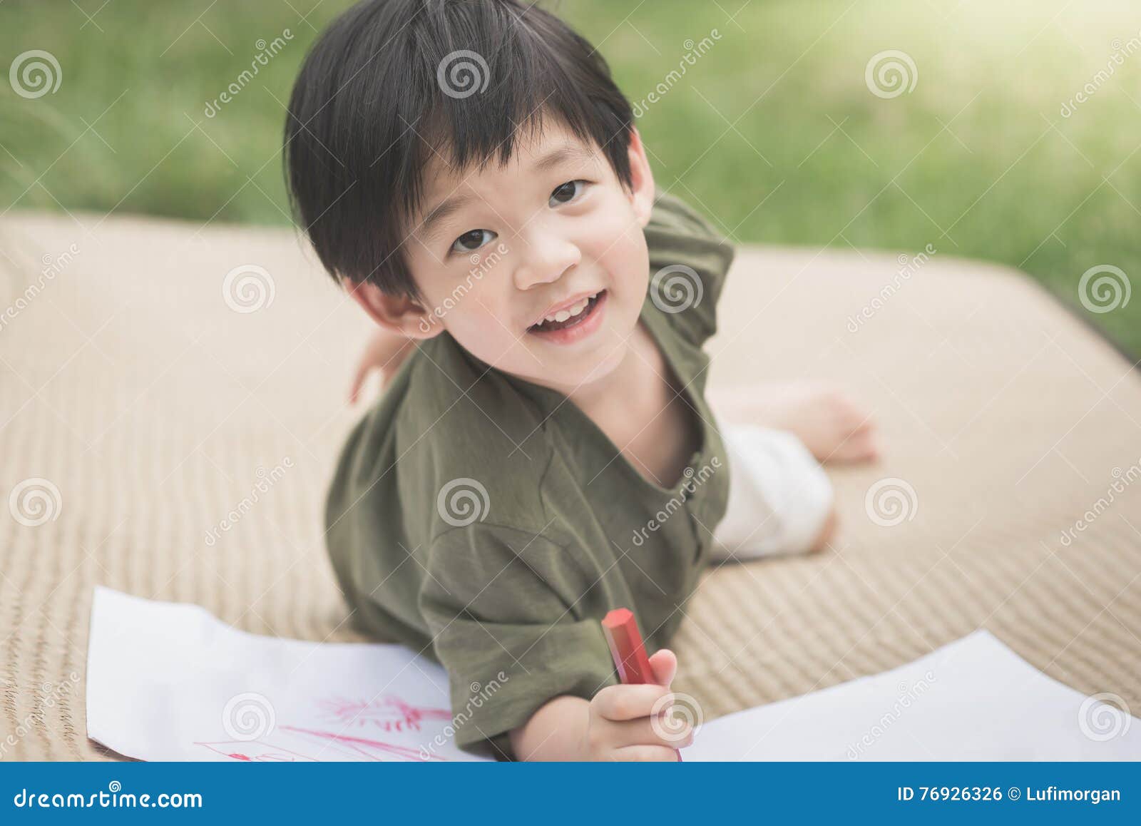 Child Drawing Picture with Crayon Stock Photo - Image of childhood ...