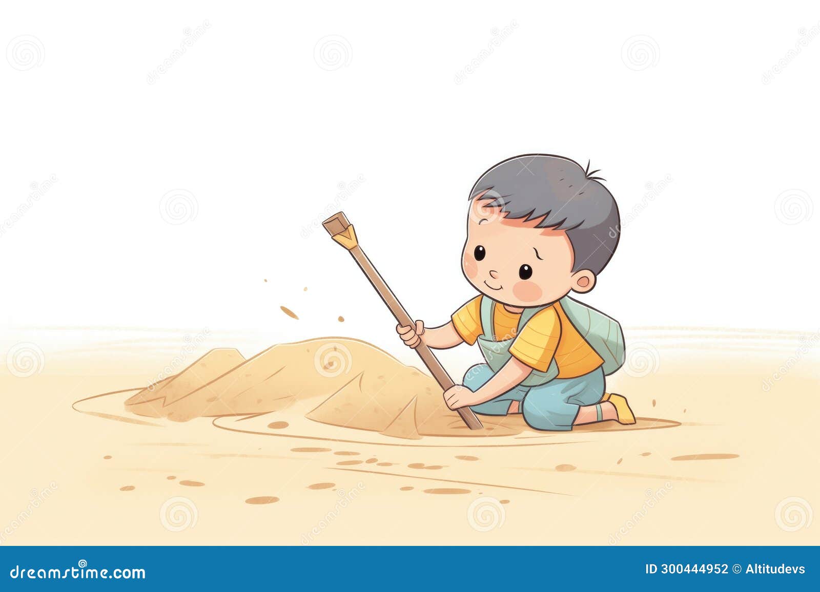 Child Drawing in the Sand with a Stick Stock Photo - Image of ...
