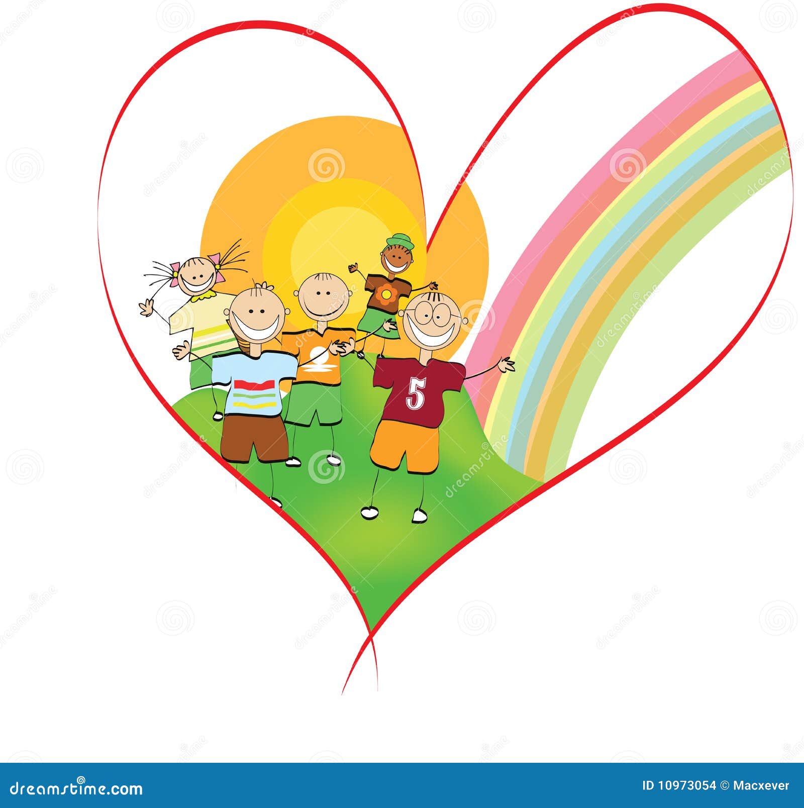 Child Drawing Sketch - Heart Friends Stock Illustration - Illustration ...