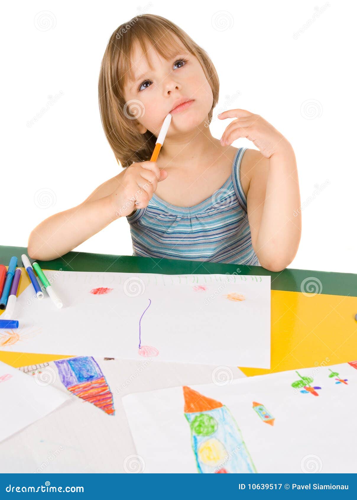 Child draws stock image. Image of color, concentration - 10639517