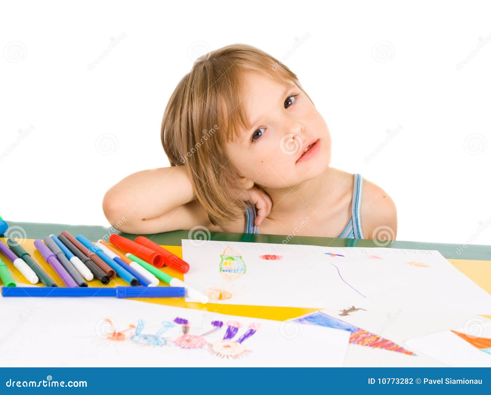Child draws stock photo. Image of education, cute, innocence - 10773282