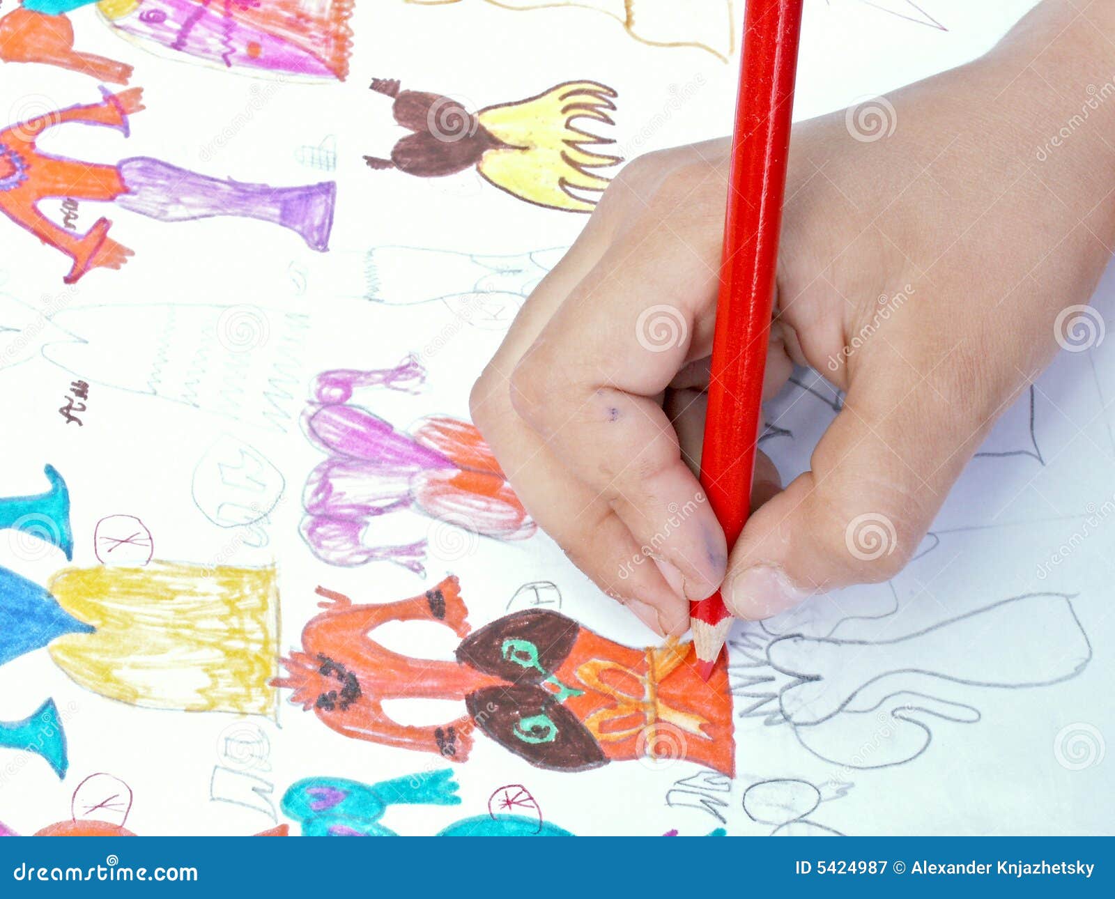 The child draws stock image. Image of development, classroom - 5424987