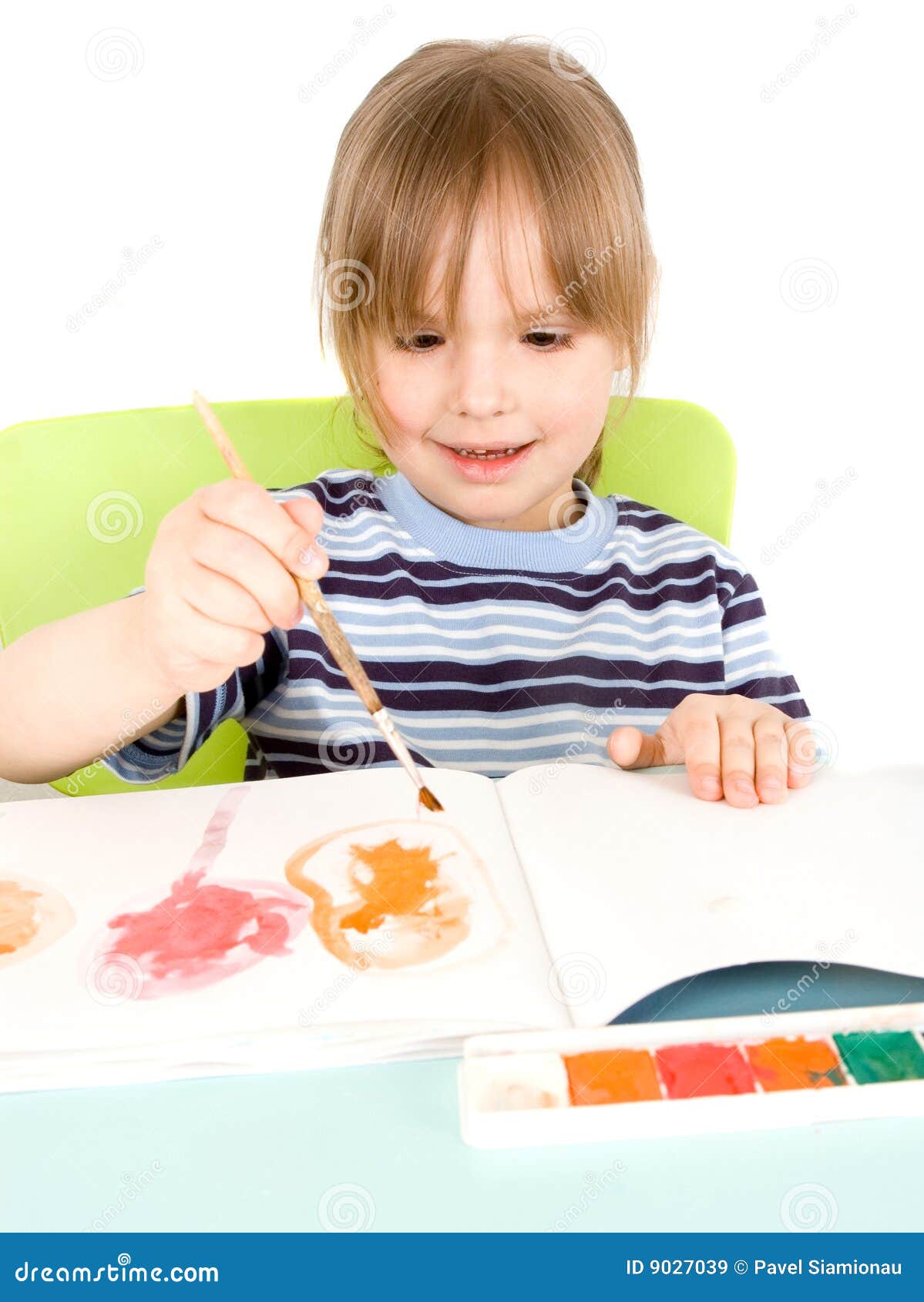 Child draws stock image. Image of drawing, homework, brush - 9027039
