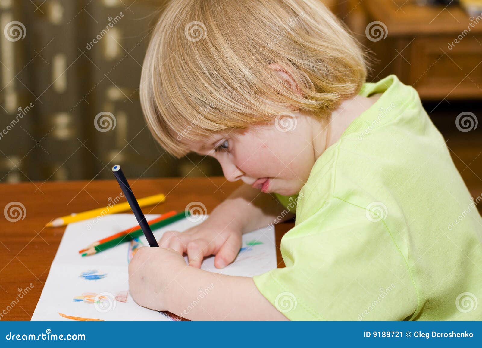 Child draws stock image. Image of colorful, laugh, little - 9188721