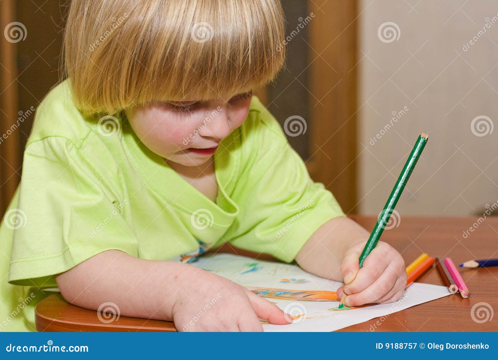 Child draws stock image. Image of cute, little, child - 9188757