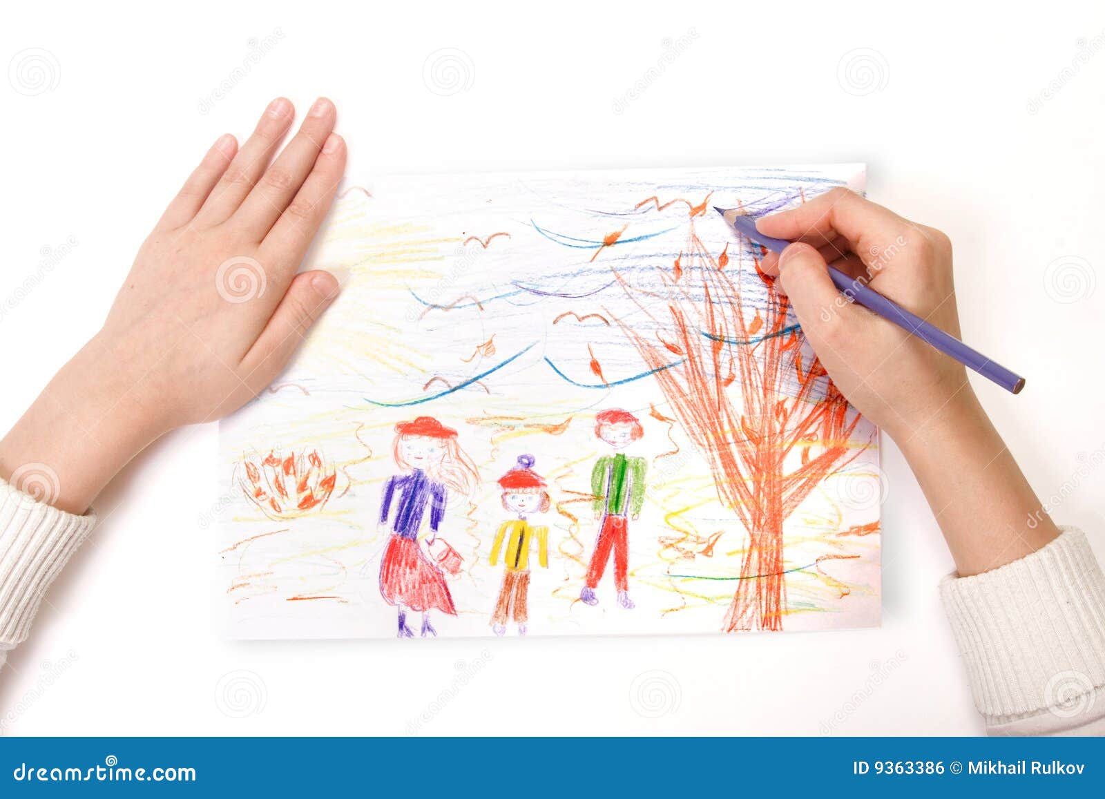 A child draws stock photo. Image of paint, little, draw - 9363386
