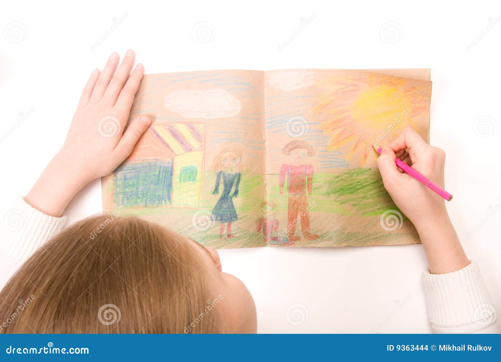 A child draws stock photo. Image of draw, face, drawing - 9363444