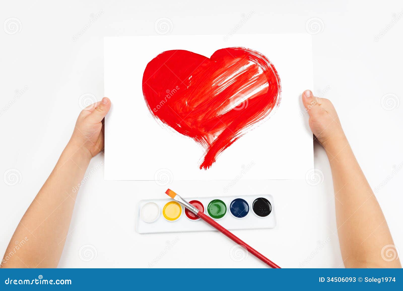 Child draws the heart stock illustration. Illustration of brush - 34506093
