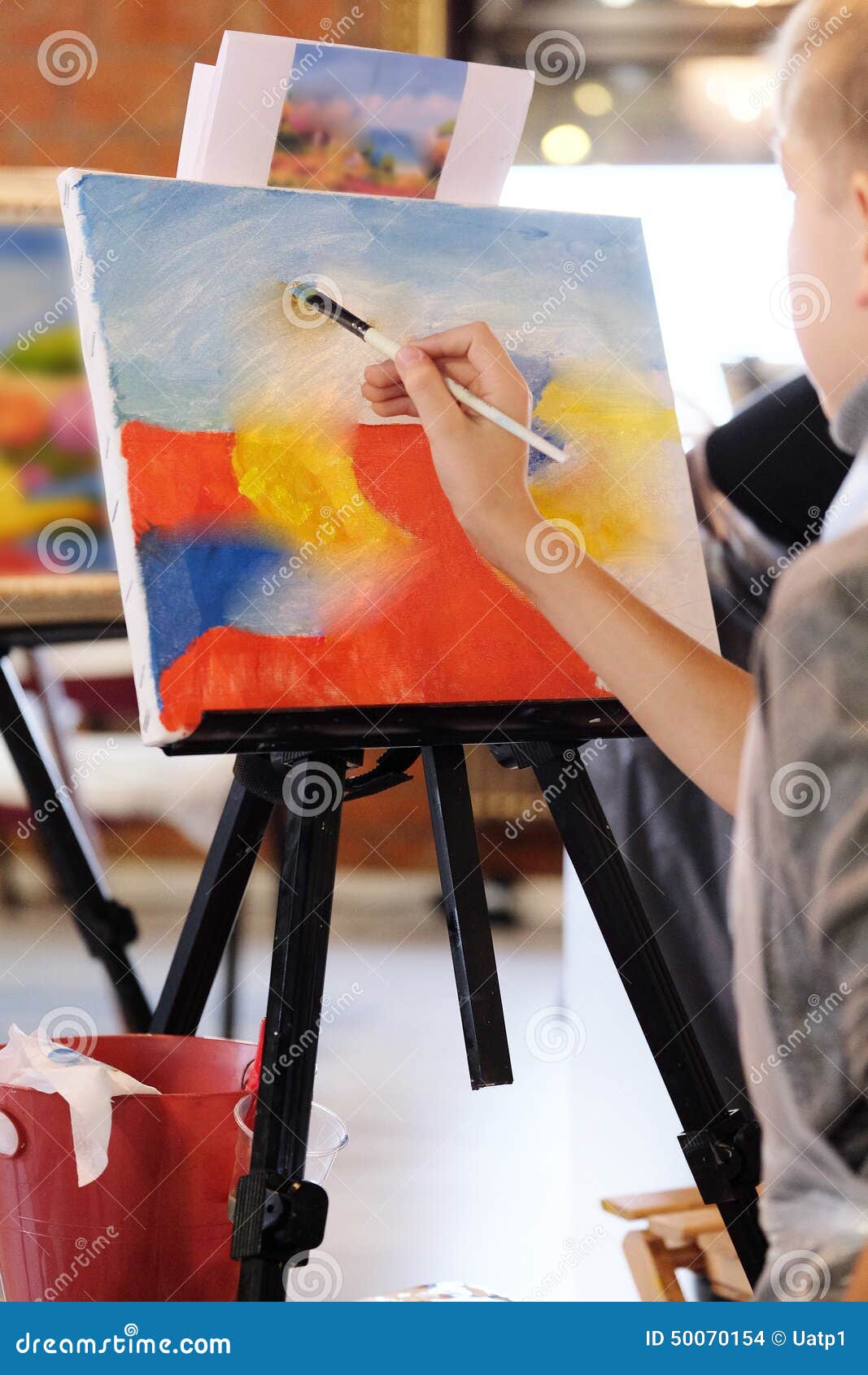 Child draws a picture editorial stock image. Image of lesson - 50070154