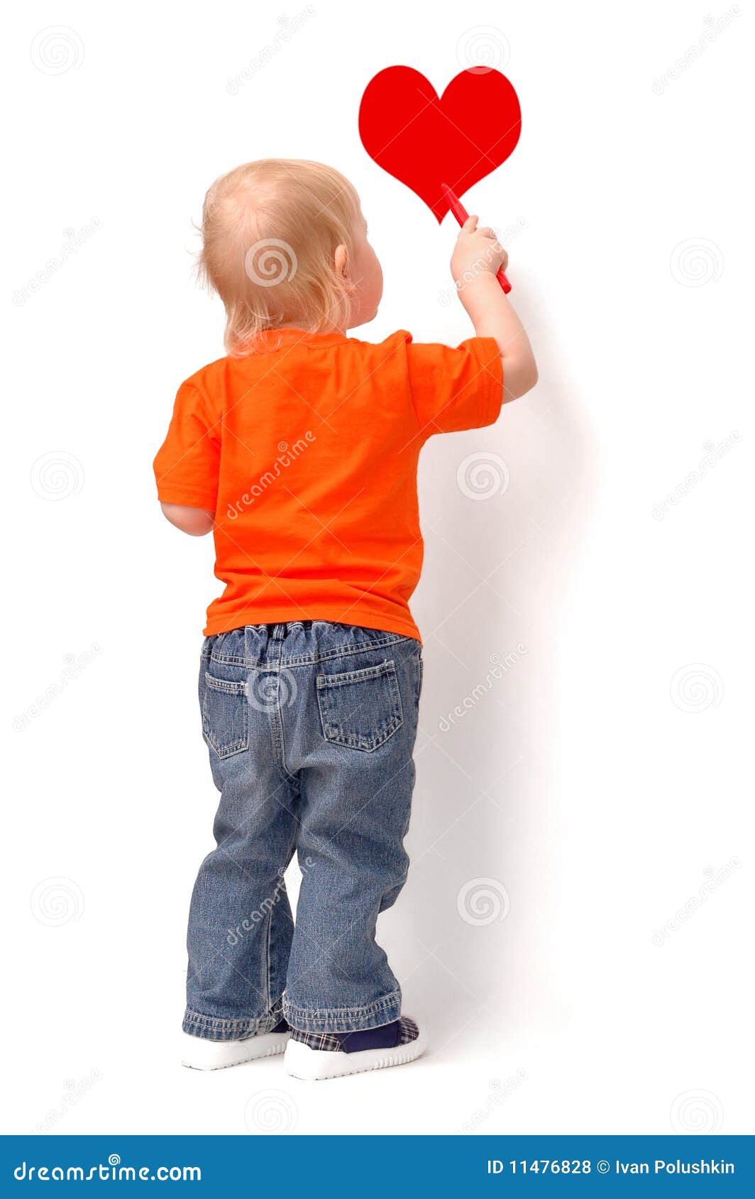 Child draws red heart stock photo. Image of people, childhood - 11476828