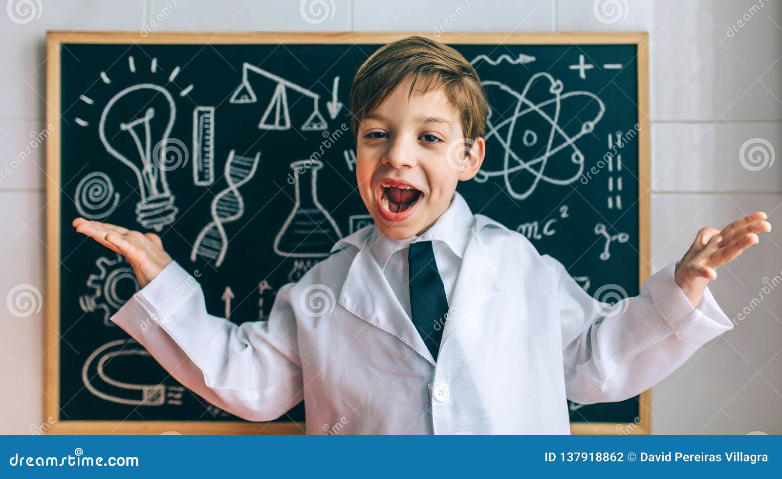 Child Dressed As a Scientist and Chalkboard Stock Photo - Image of ...