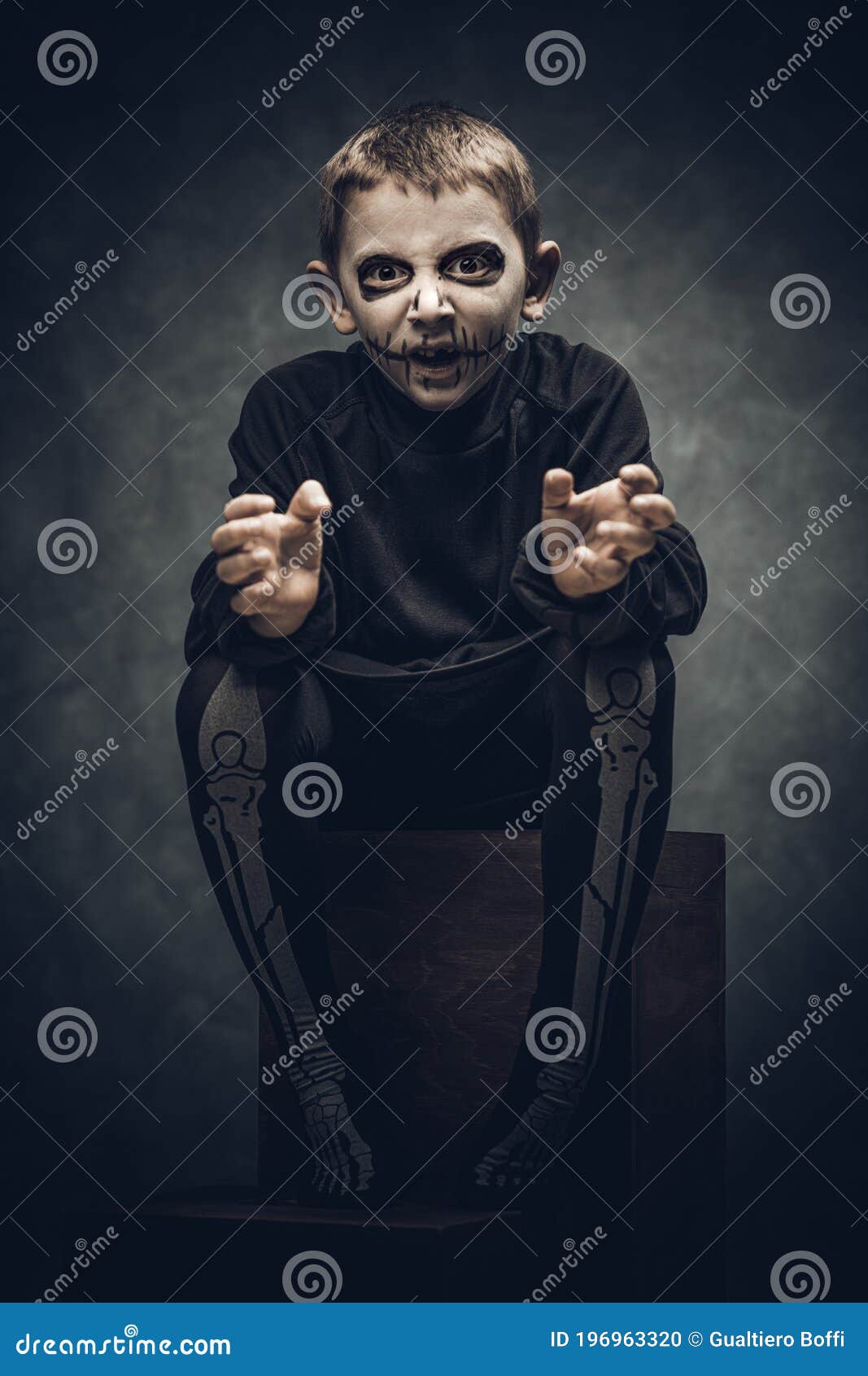 Child Dressed and Made Up As a Skeleton Stock Photo - Image of zombie ...