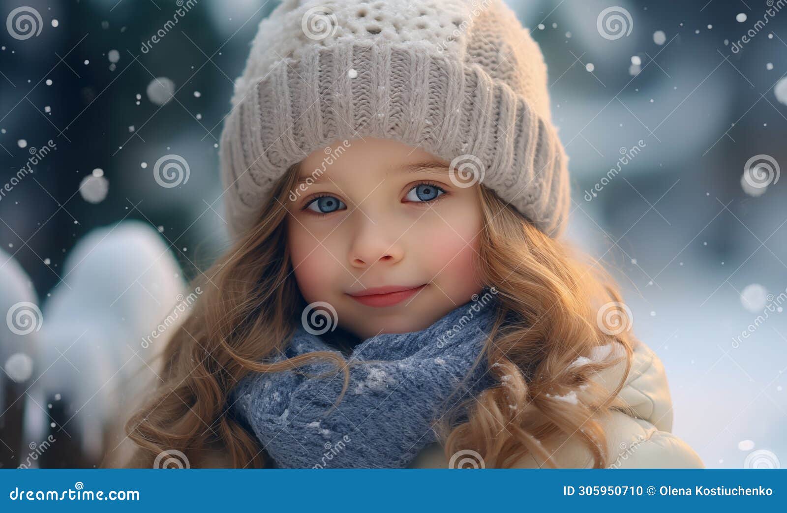 A Child Dressed in Winter for Her Winter Photo Session. Stock ...