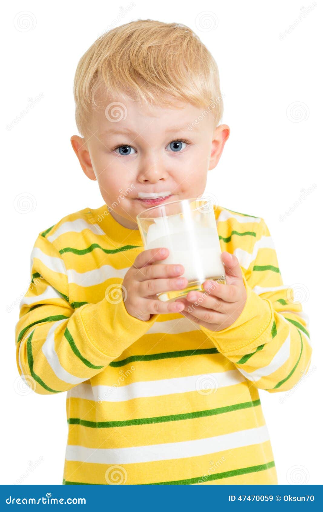 Child Drinking Milk from Glass Stock Image - Image of isolated, cute ...