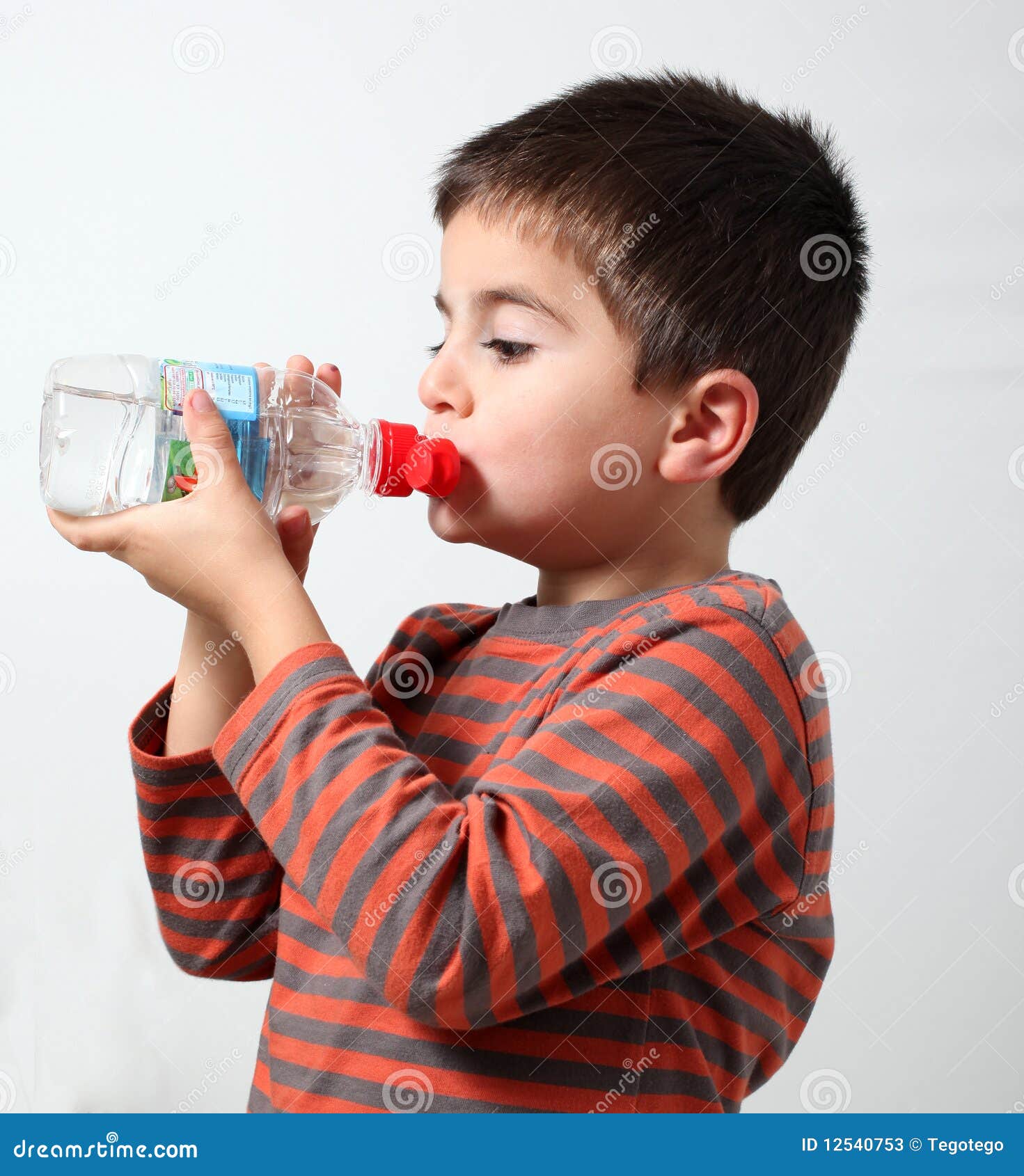 Child Drinking Water Isolated on Grey Stock Image - Image of daughter ...