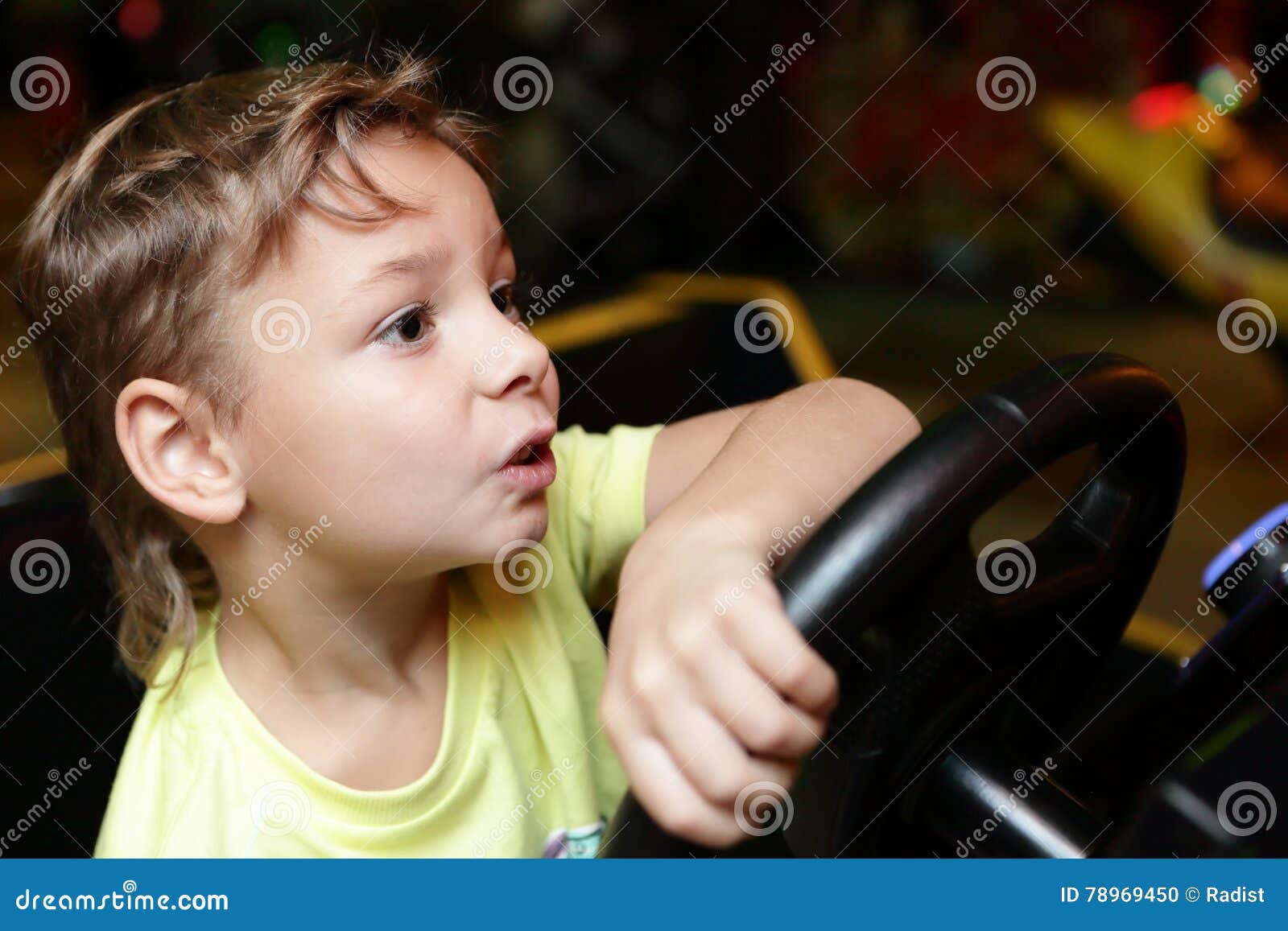 Child Driving a Car Simulator Stock Photo - Image of childhood, arcade ...