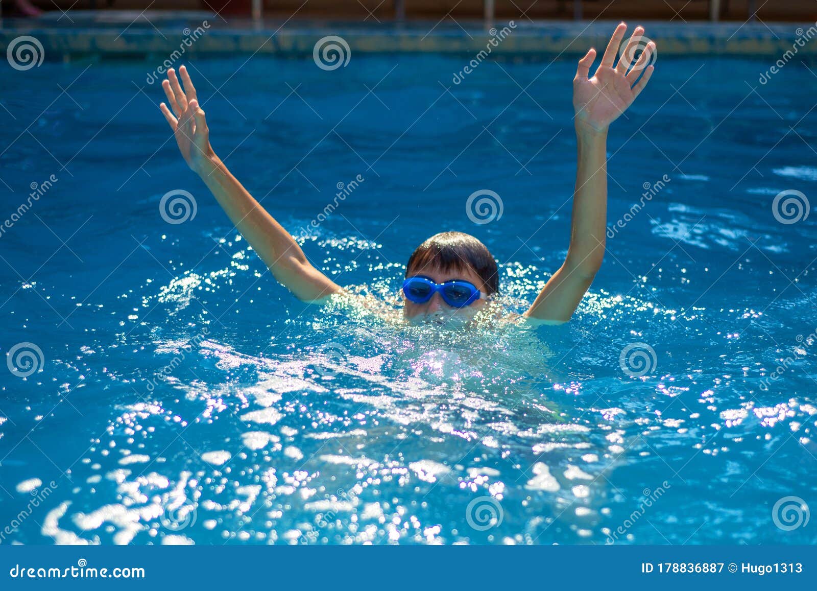 Child Drowning in To the Water and Show Up Hands for Help Stock Image ...