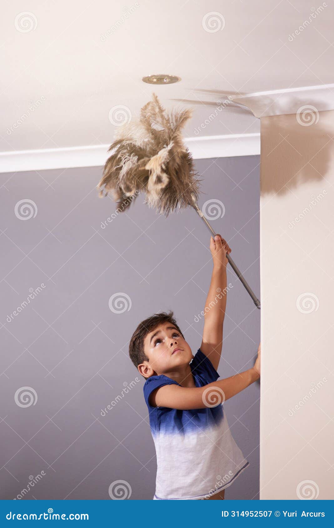 Child, Dusting and Ceiling in House for Spring Cleaning, Learning ...