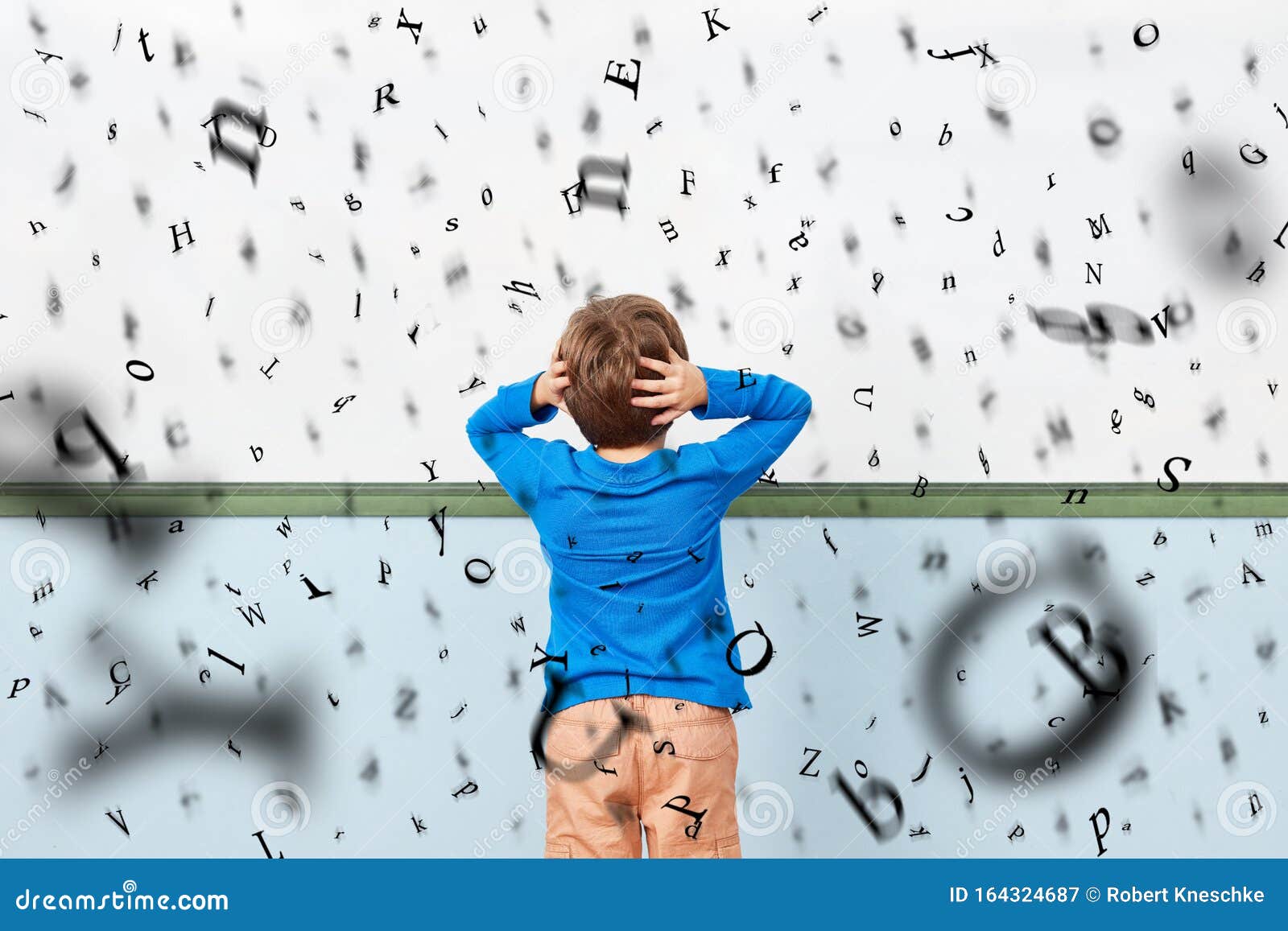 Child with Dyslexia in Front of Whiteboard in School Stock Image ...