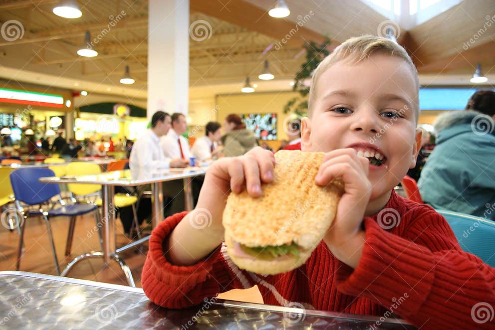 Child eat burger stock photo. Image of cafe, eating, health - 1596664