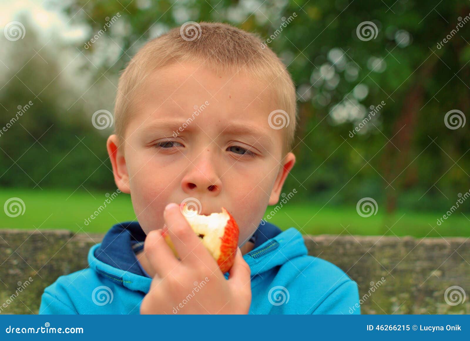 Child eating apple stock image. Image of healthy, blonde - 46266215