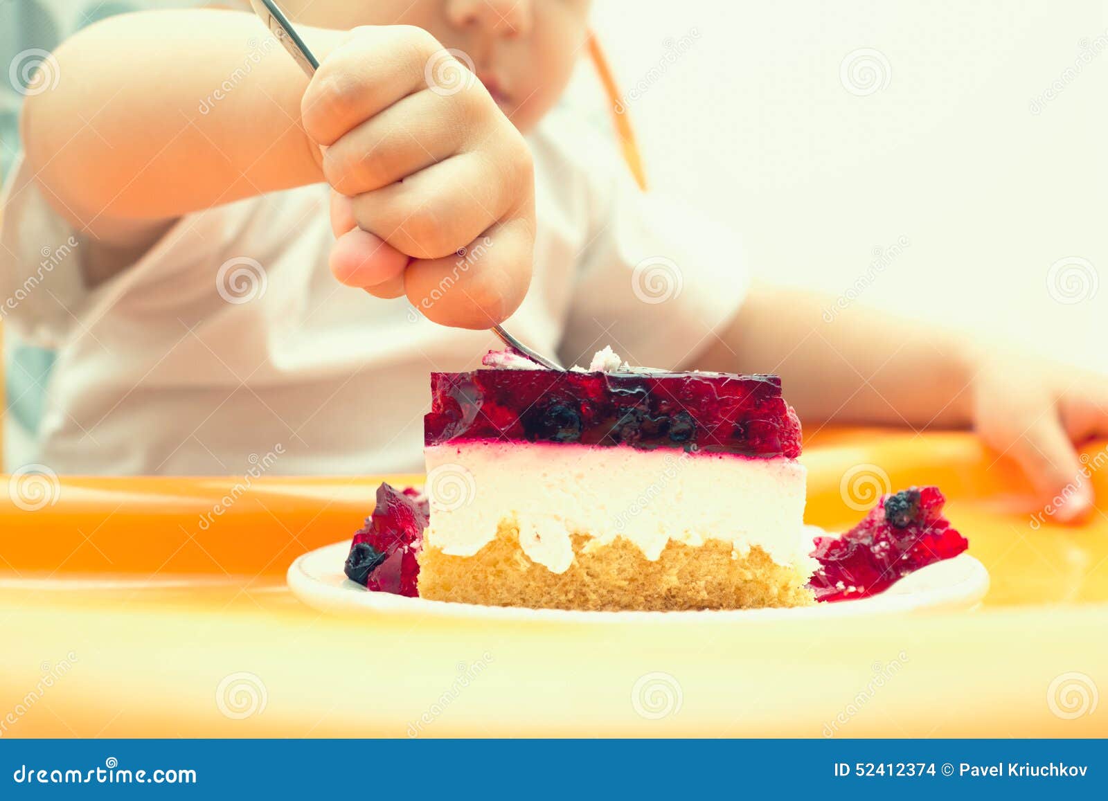 Child eating cake stock photo. Image of appetite, girl - 52412374