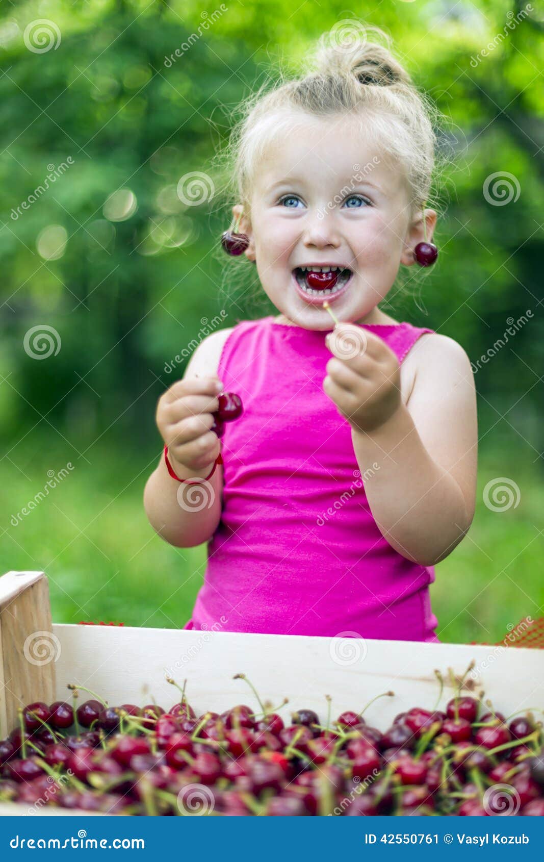 Child eating cherries stock image. Image of outdoors - 42550761